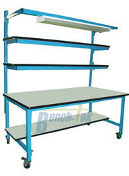 Double Riser Shelf Unistrut Channel Modular Workbench | Bench-Tek Solutions