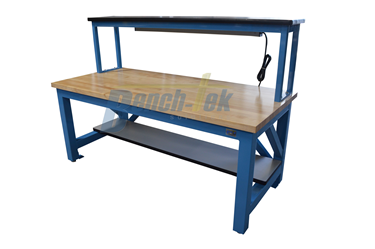 Heavy Duty Table with Maple Top and Upper Shelf and Bottom Shelf