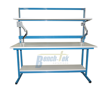 Slotted Modular Workbench with 2 Monitor Arms | Bench-Tek Solutions