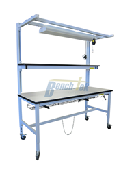 Mobile ESD Adjustable Leg Modular Unistrut Workbench | Bench-Tek Solutions