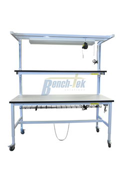 Mobile ESD Adjustable Leg Modular Unistrut Workbench | Bench-Tek Solutions